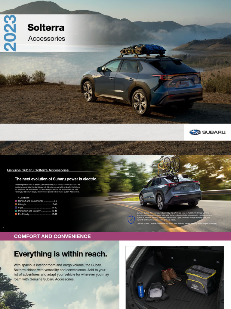 MY23 Solterra Accessories Brochure | PDF | Seat Belt | Trailer (Vehicle)