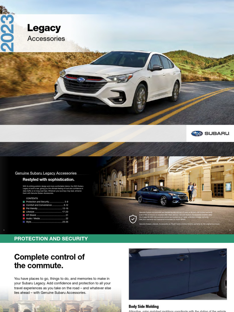 MY23 Legacy Accessories Brochure | PDF | Seat Belt | Door