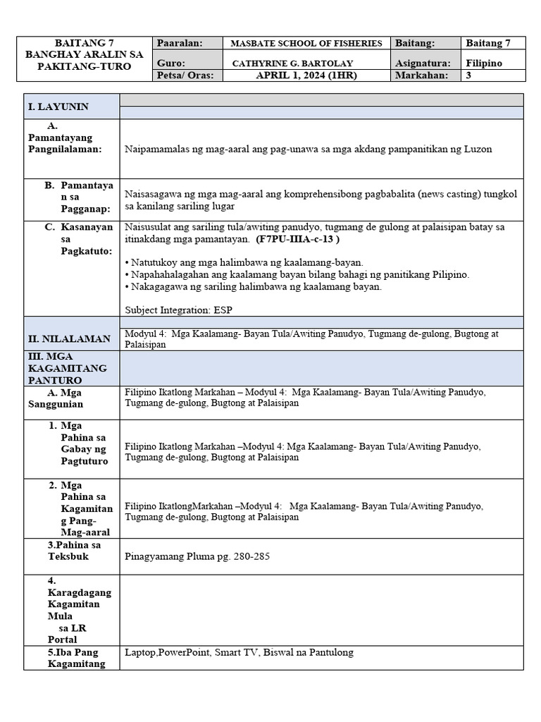 DLP Demo Kaalamang Bayan | PDF