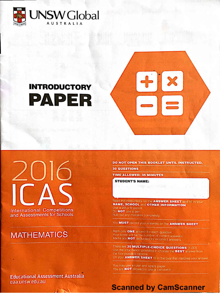 ICAS Y2 Math 2016 | PDF
