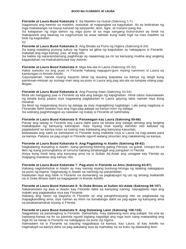 Buod NG Florante at Laura | PDF