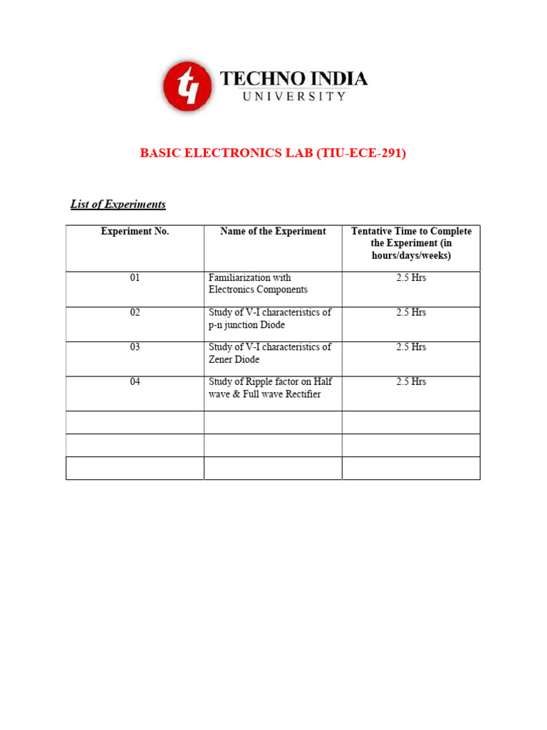 Basic Electronics Lab Experiments Guide | PDF | Field Effect Transistor ...