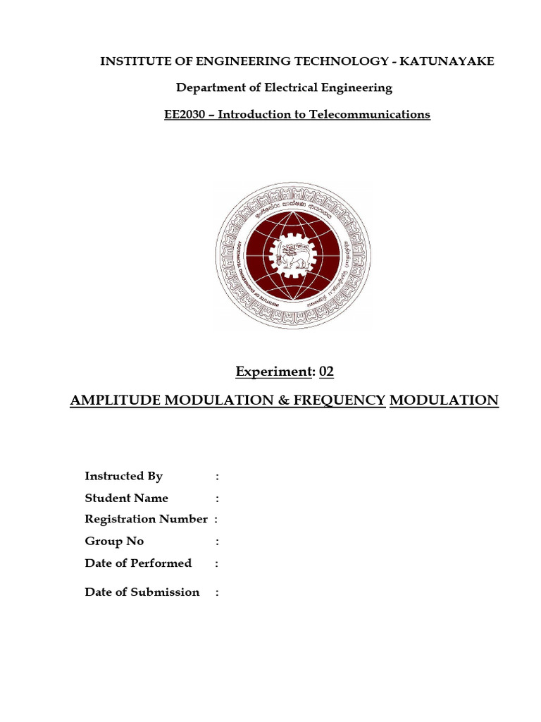 Institute of Engineering Technology - Katunayake Department of Electrical Engineering EE2030 ...