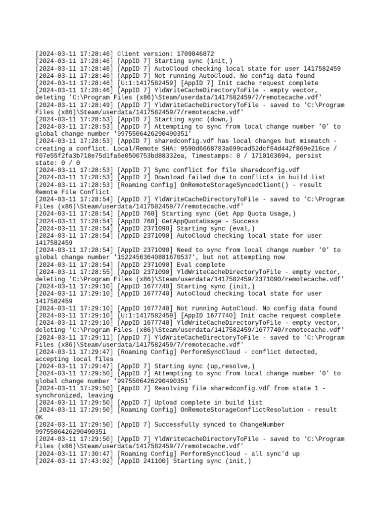 Steam Cloud Sync Log Analysis | PDF | System Software | Information ...