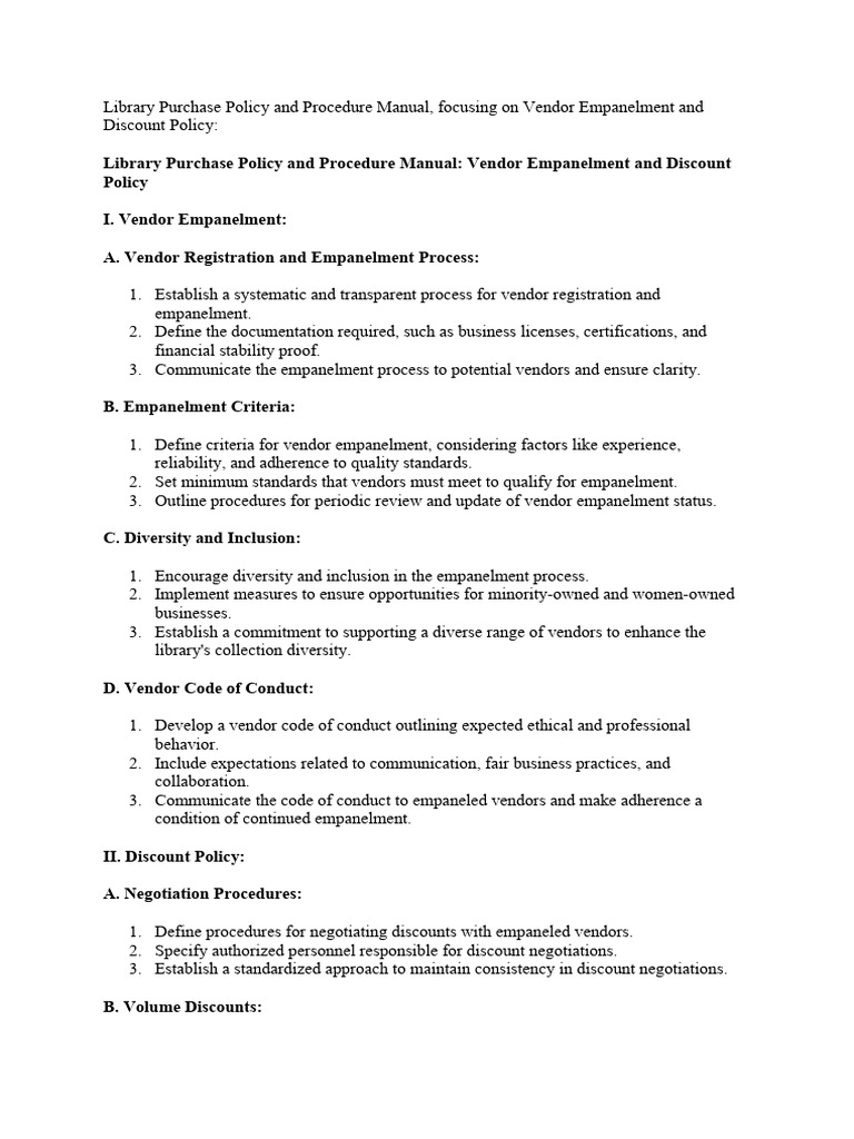 Library Purchase Policy and Procedure Manual | PDF | Procurement ...