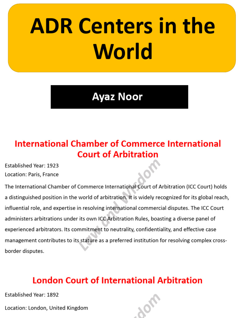 ADR Centres in The World | Download Free PDF | World Intellectual ...