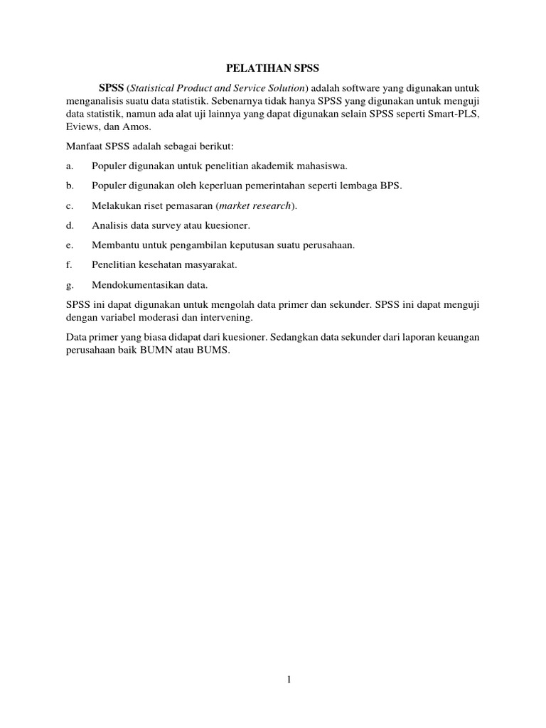 Panduan Lengkap Pelatihan SPSS | PDF