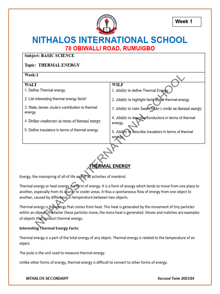 Thermal Energy | PDF | Heat | Scientific Phenomena