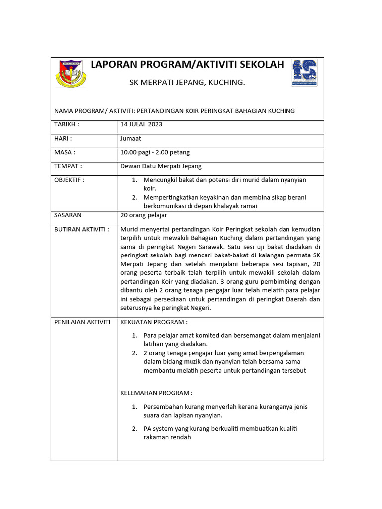 Laporan Program Koir 2023 | PDF