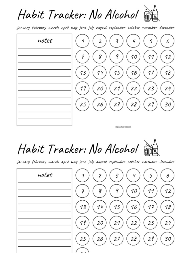 No Alcohol Habit Tracker A4 | PDF