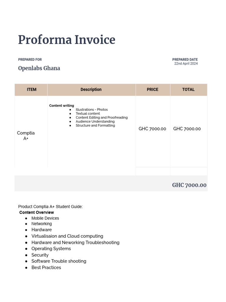 Comptia A+ Book Invoice | PDF
