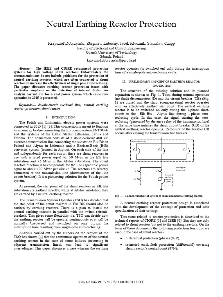 Neutral Earthing Reactor Protection | Download Free PDF | Transformer ...