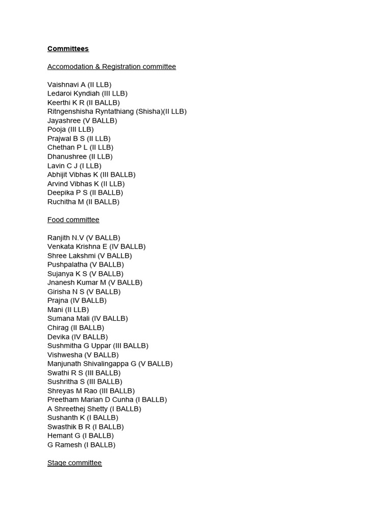 Committee Members List for Event | PDF
