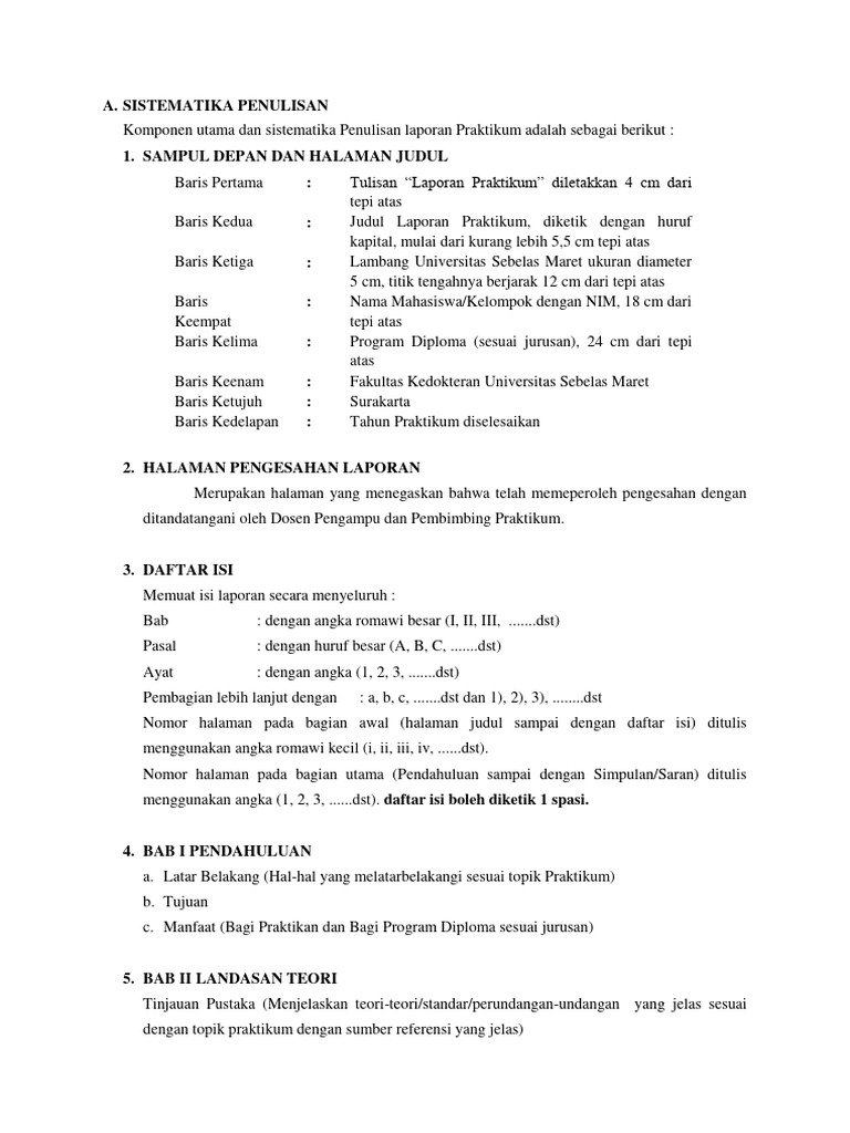 Sistematika Penulisan Laporan 2022 | PDF