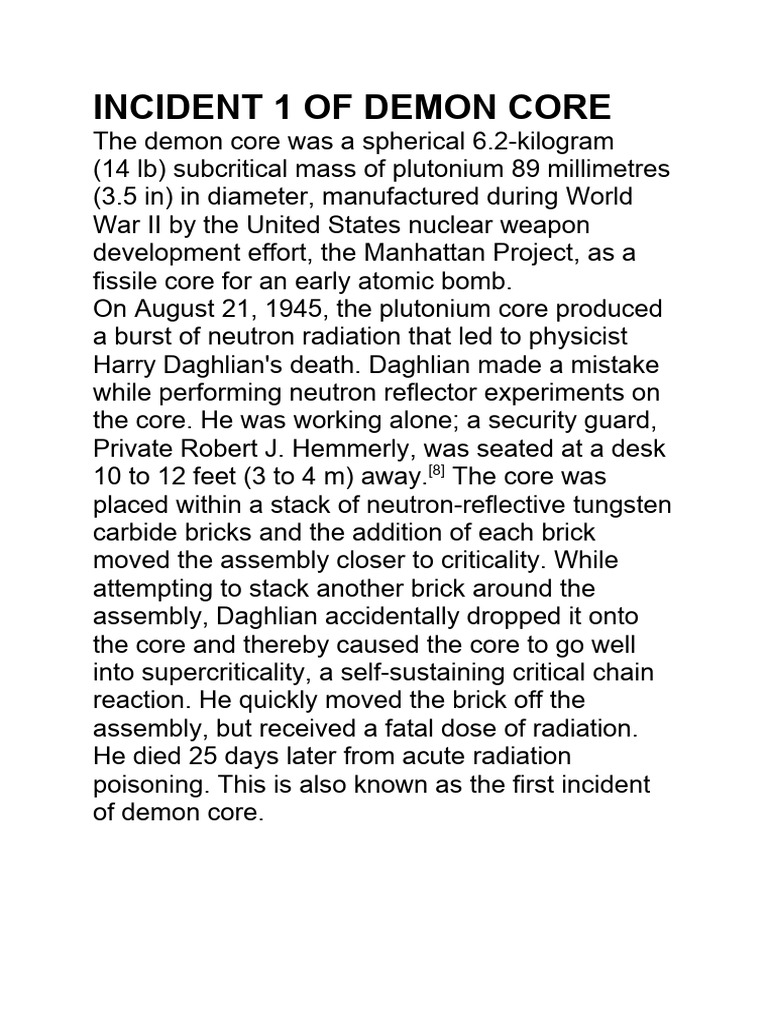Incident 1 of Demon Core | PDF
