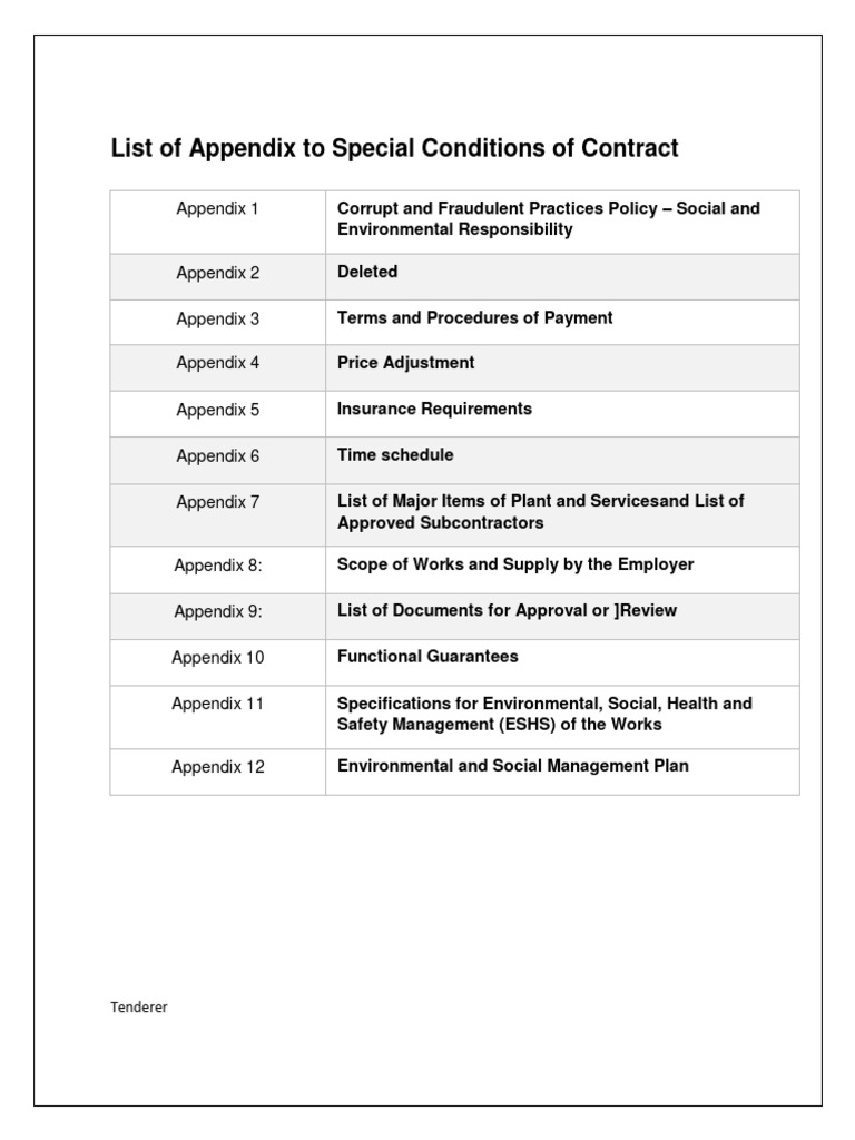 Special Conditions of Contract Appendices | PDF | Waste | Waste Management