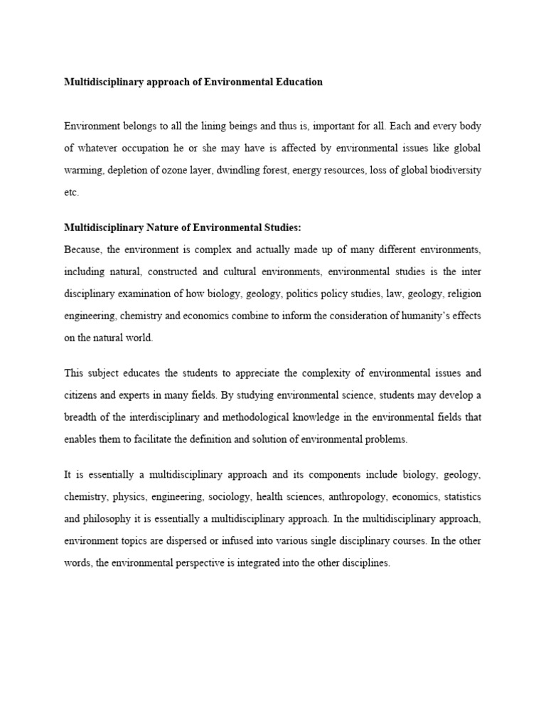 C Approaches Of Teaching Pdf Interdisciplinarity Natural Environment