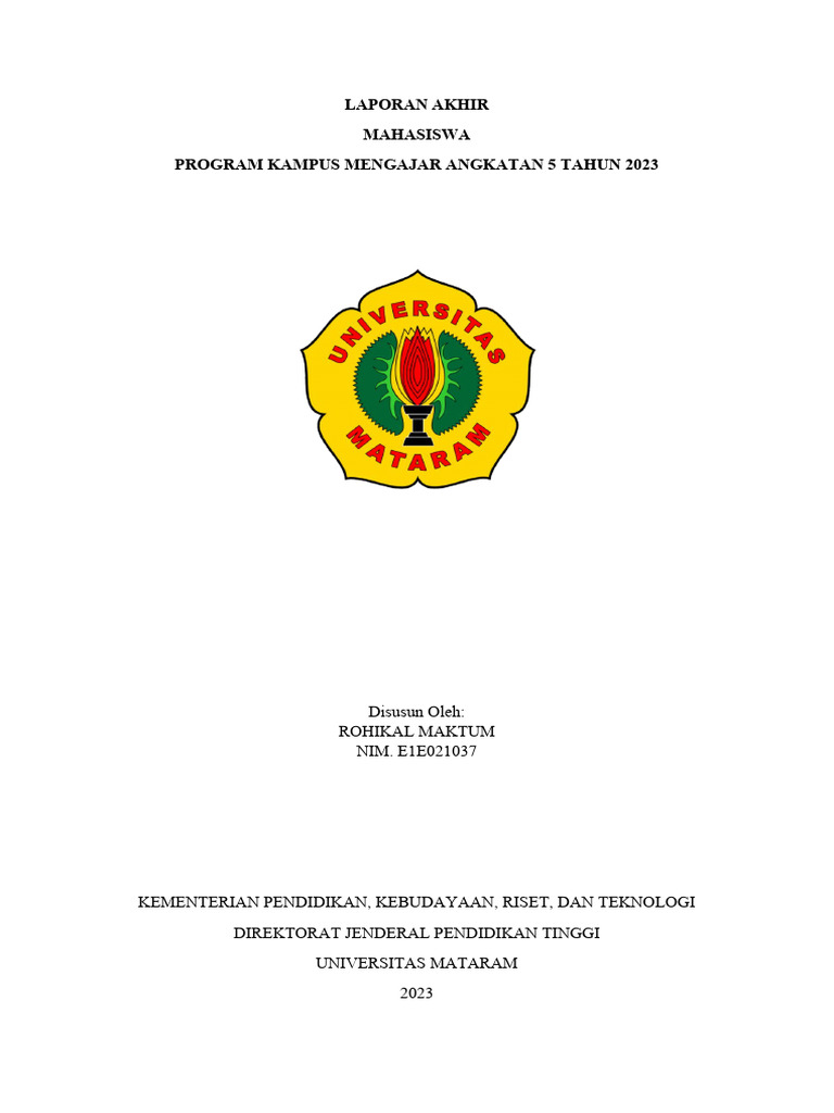 17 - Laporan Akhir Mahasiswa Kampus Mengajar Angkatan 5-1 | PDF