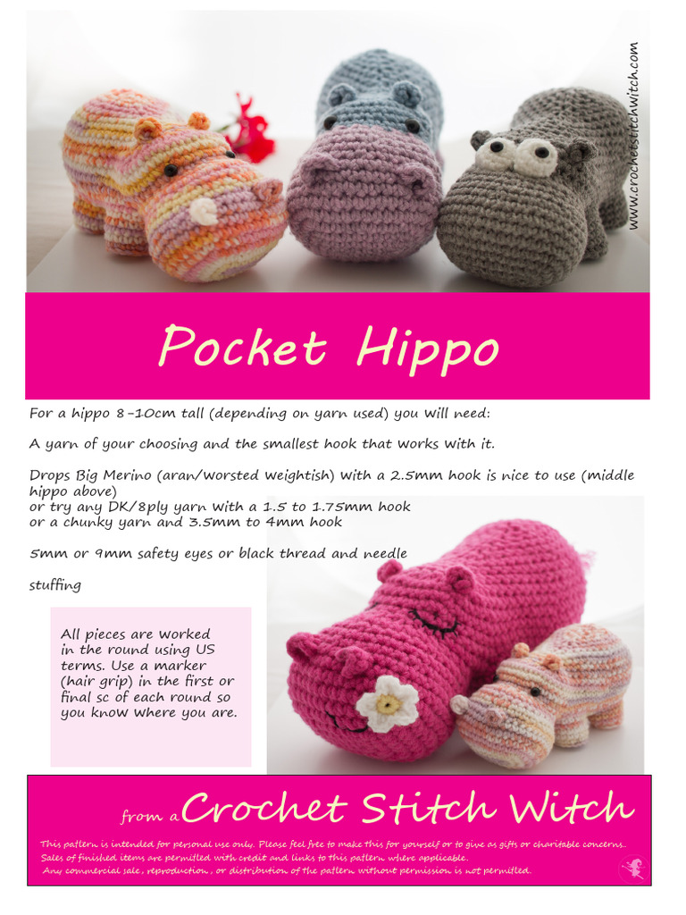 Pocket Hippo | PDF | Crochet | Yarn