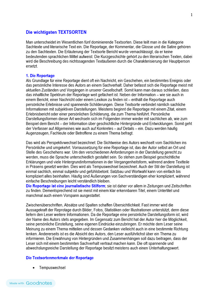 Textsorten Deutsch | PDF