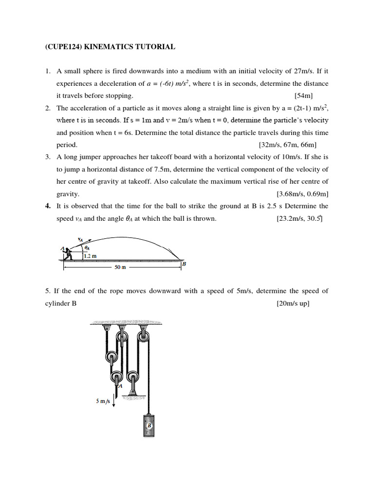 Kinematics Problems and Solutions | PDF