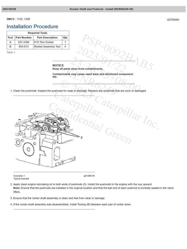 Procedure Install Rocker Arm Engine Sullair C4 | PDF | Machines ...