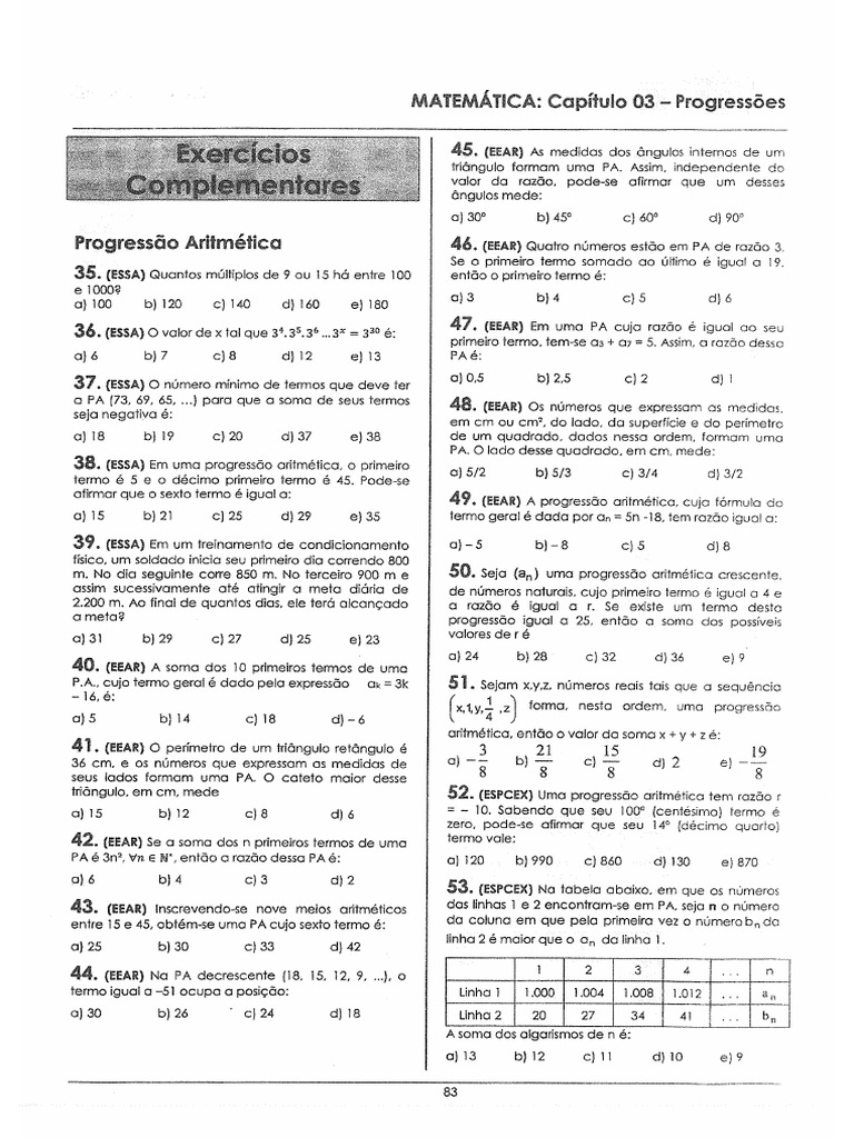 Lista de Exercicio - Progressoes | PDF