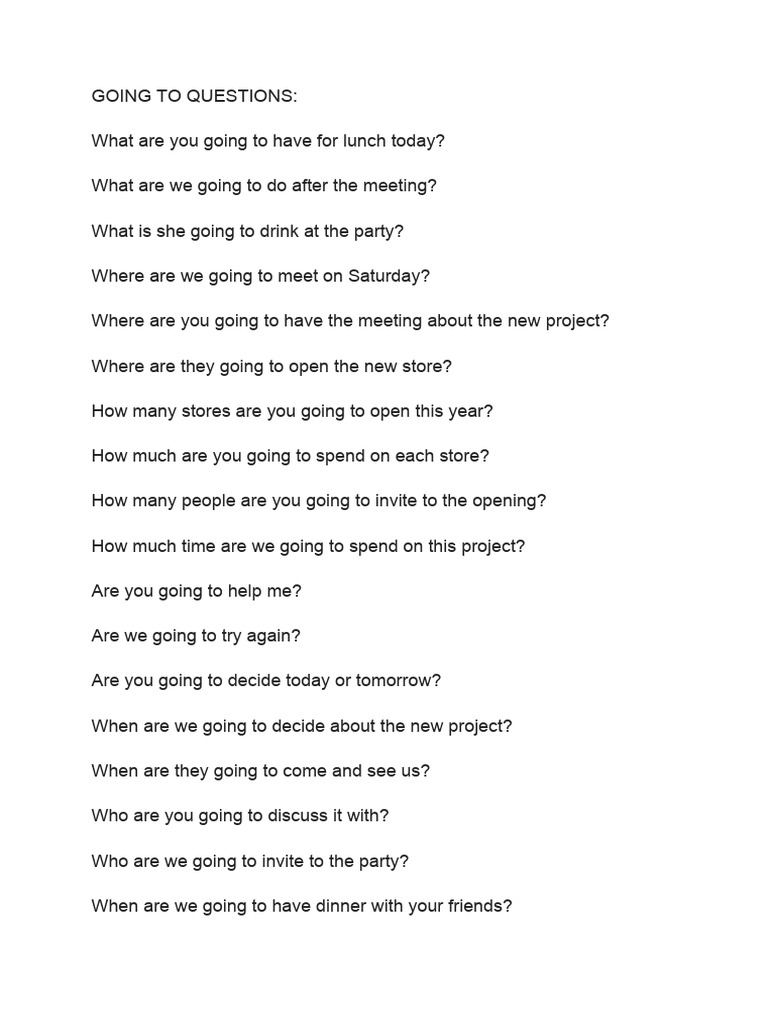 Going To Questions | PDF