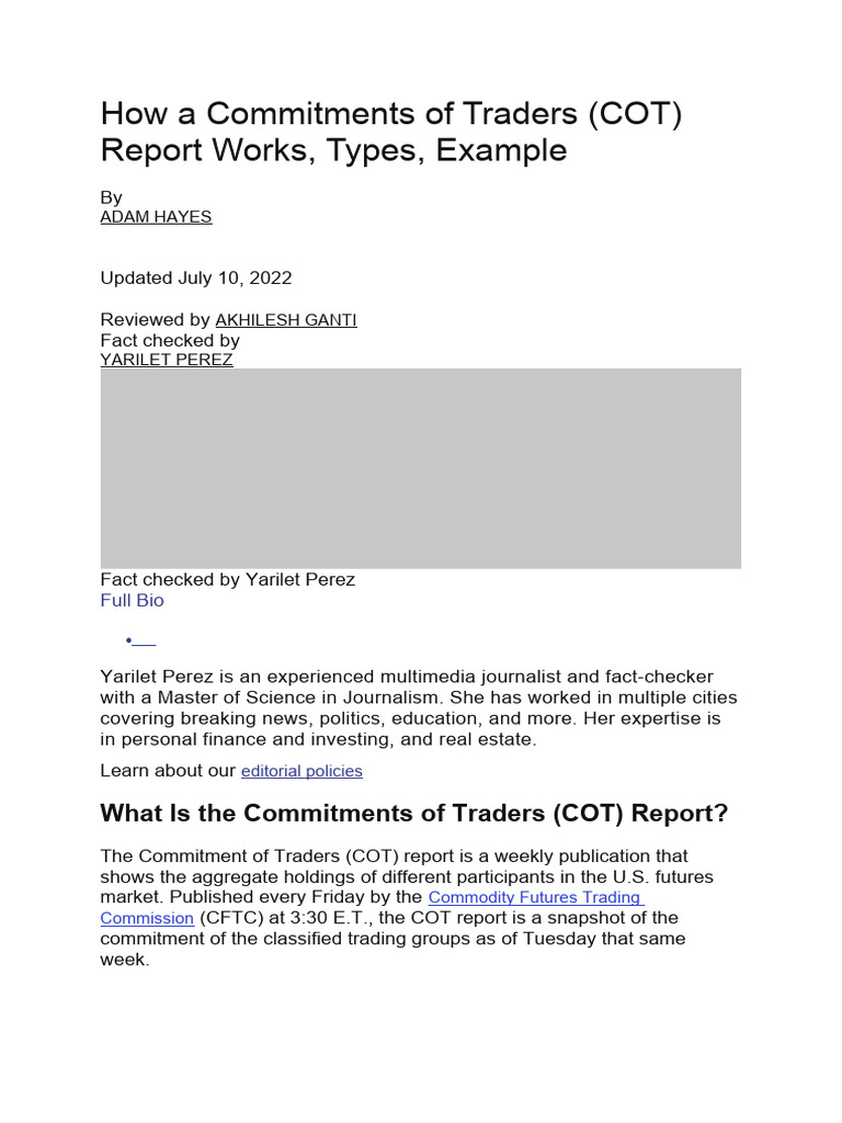 How A Commitments of Traders | Download Free PDF | Futures Contract | Market Trend