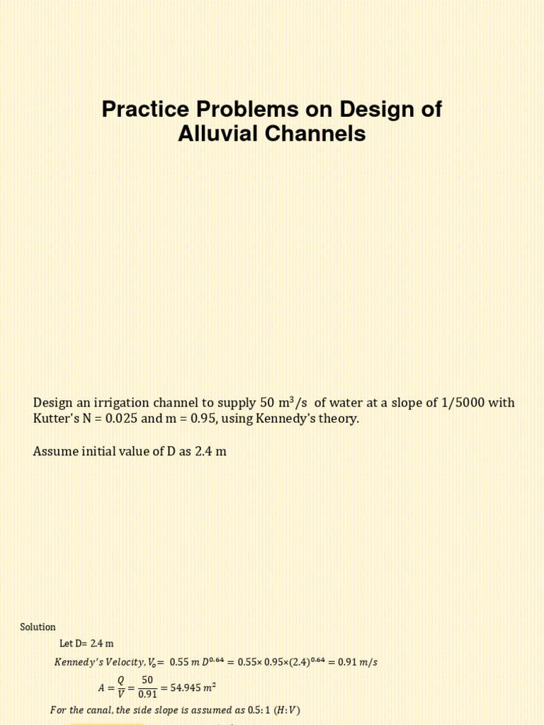 Practice - Problems - Design of ALluvial Channel - 13 - 3 - 2024 | PDF ...