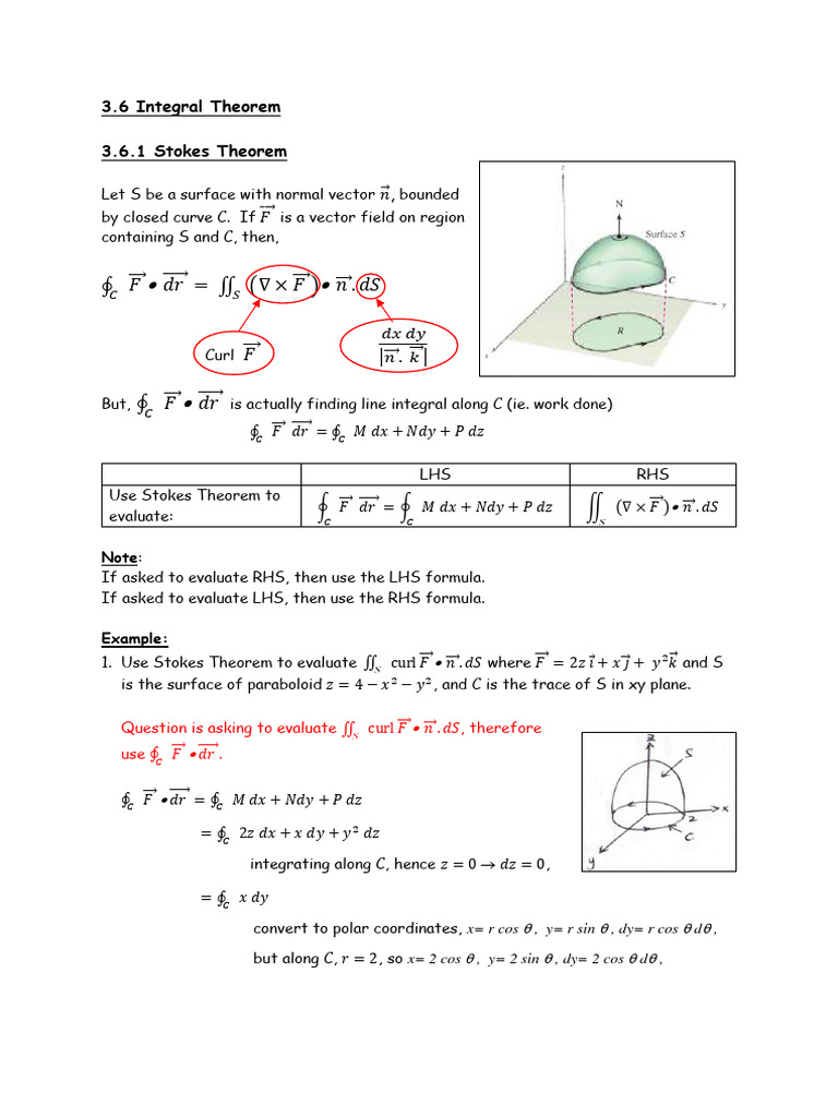 3.6.1 Stokes Theorem | PDF | Cartesian Coordinate System | Calculus