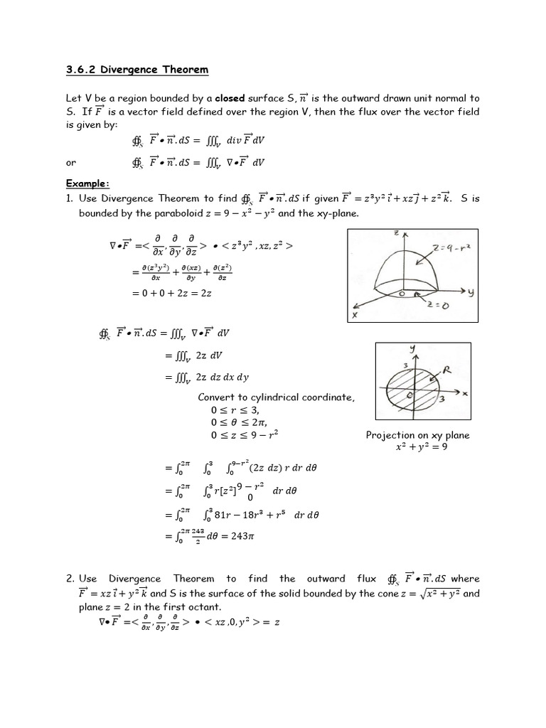 3.6.2 Divergence Theorem | PDF | Divergence | Integral