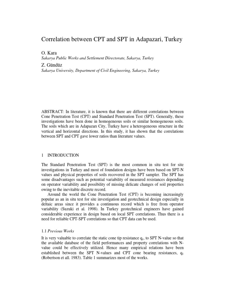 SPT-CPT Correlation | PDF | Silt | Sand