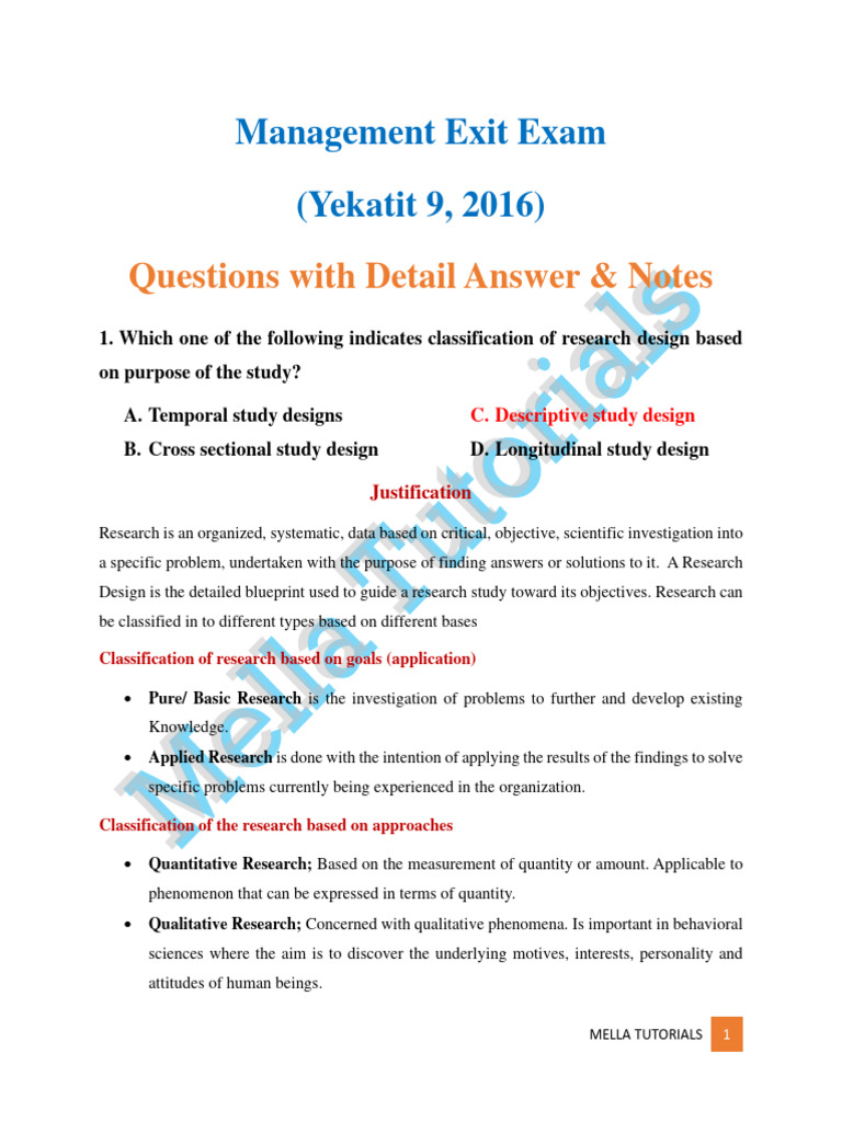 MGMT Exit Exam Yekatit 9, 2016 | PDF | Marketing | Strategic Management