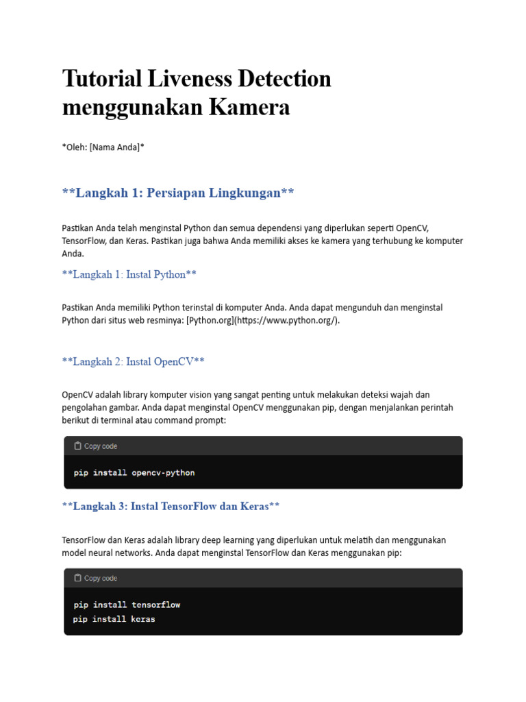 Deteksi Liveness dengan Kamera | PDF