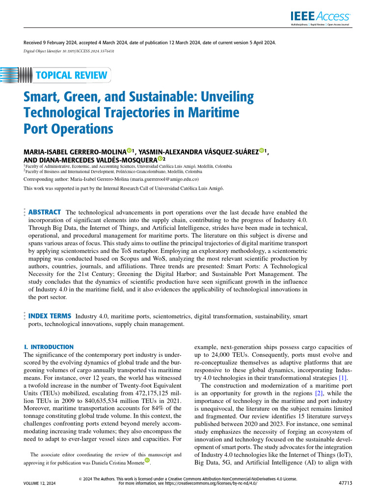 Smart Green and Sustainable Unveiling Technological Trajectories in Maritime Port Operations ...