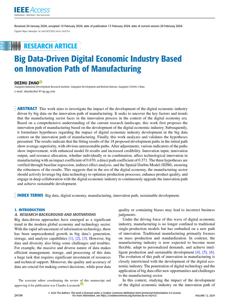 Big Data-Driven Digital Economic Industry Based On Innovation Path of Manufacturing | PDF ...