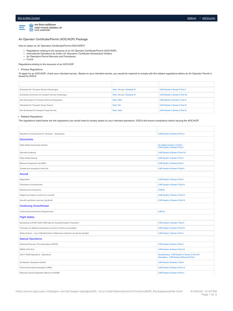 AOC Package | PDF | Aviation | Aviation Safety