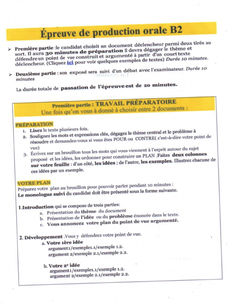 Production Orale Expressions b2 | PDF