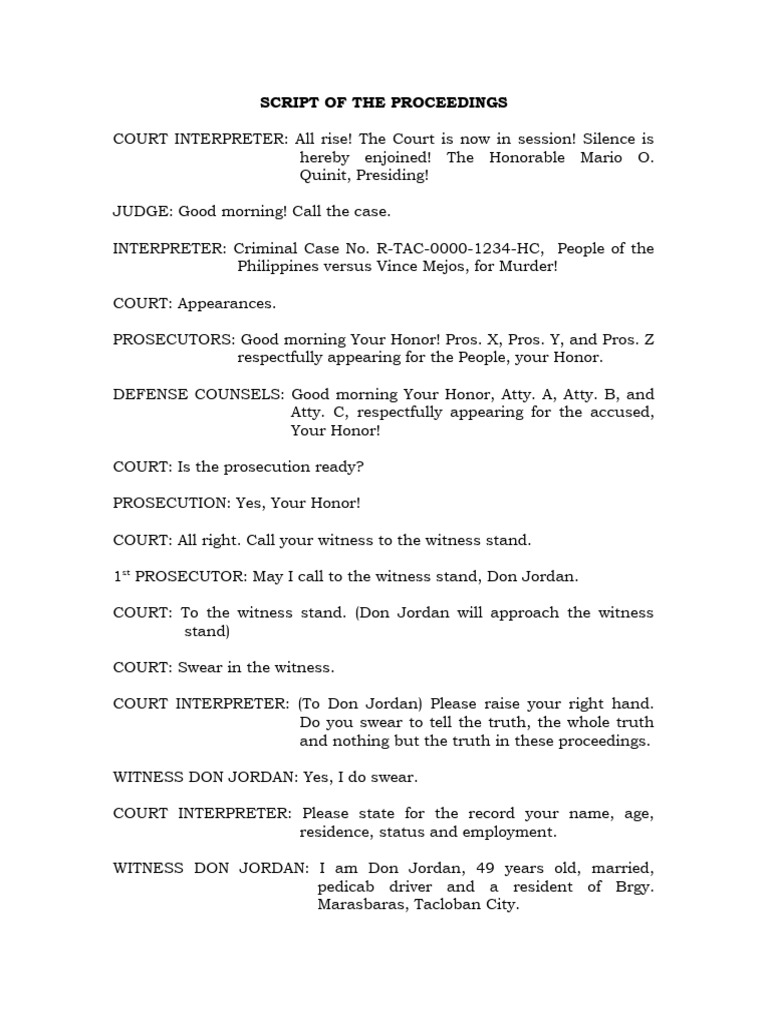Script of The Proceeding | PDF | Affidavit | Witness