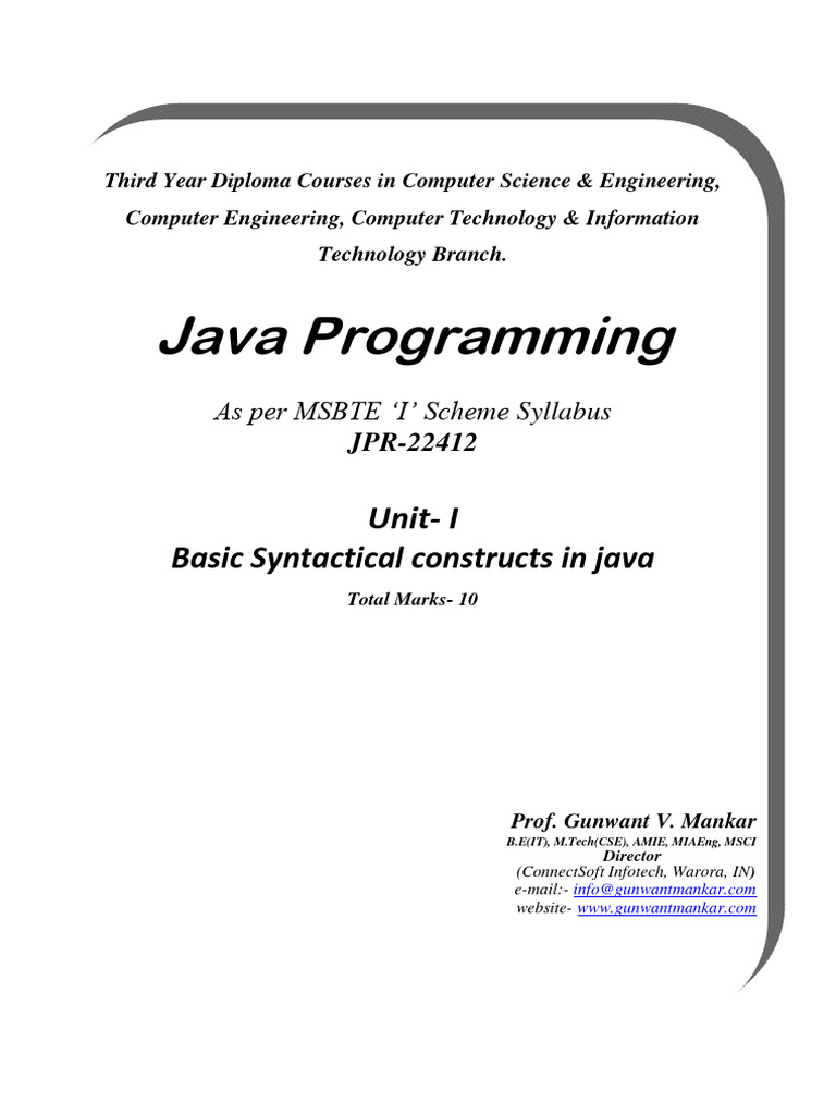 Java Programming: Basic Syntactical Constructs in Java | PDF | Java Virtual Machine | Method ...
