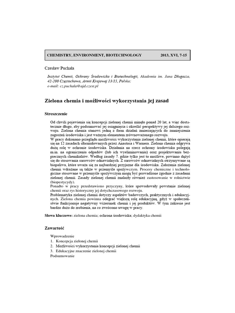 Zielona - Chemia - I - Możliwości - Wykorzy 3 | PDF Zielona - Chemia - I - Możliwości - Wykorzy 3 | PDF