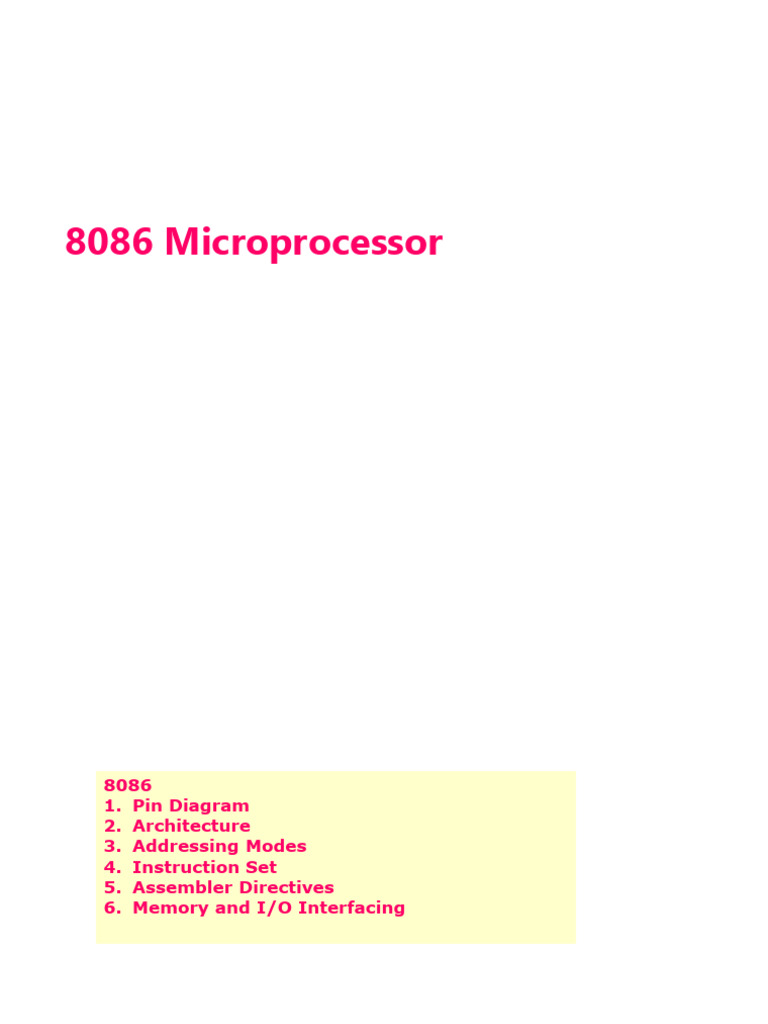 8086 Microprocessor Overview and Architecture | PDF | Central ...