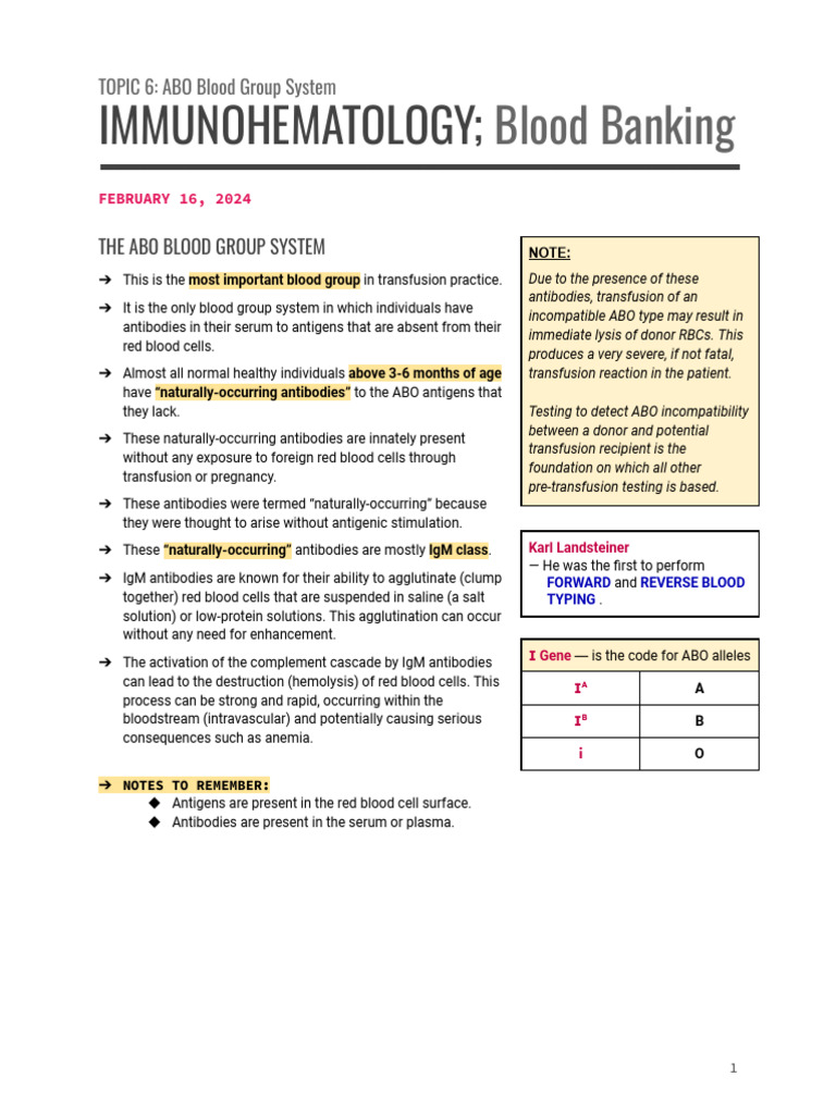 ABO Blood Group System | PDF | Blood Type | Biology