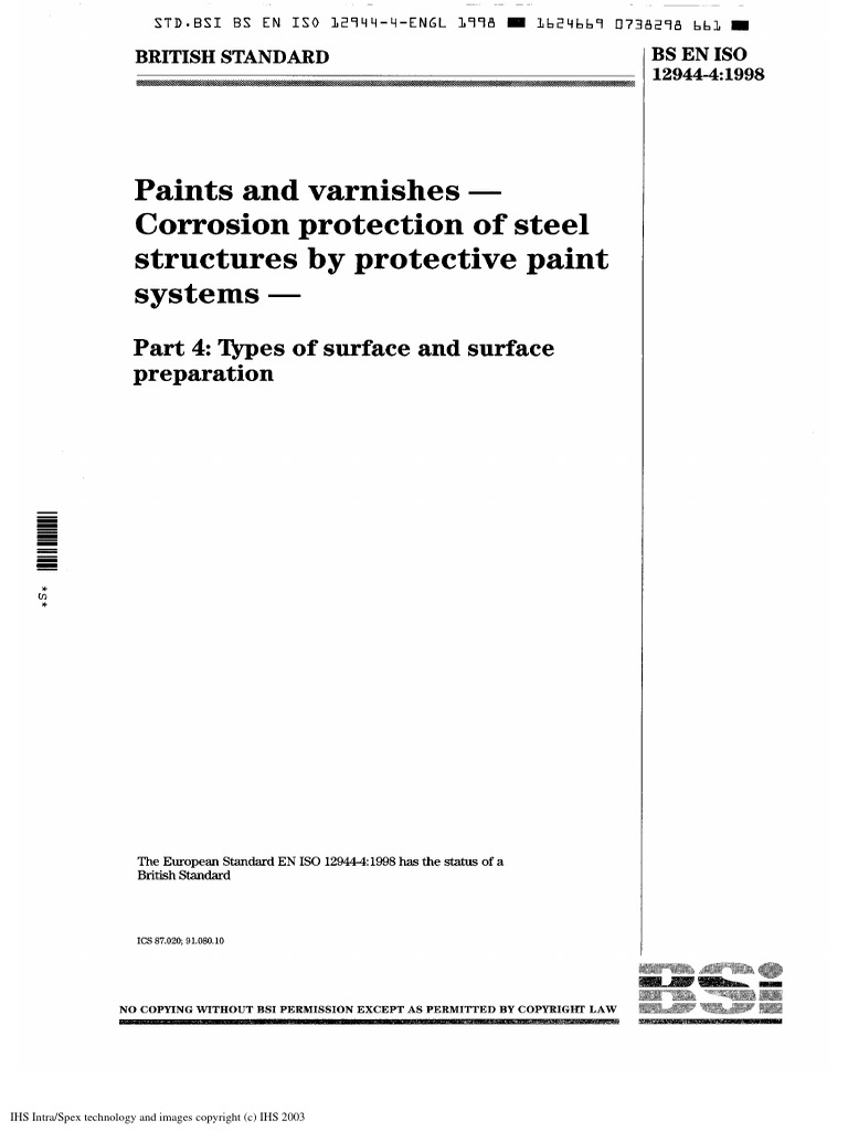BS EN ISO 12944-4 Types of Surface and Surface Preparation | PDF