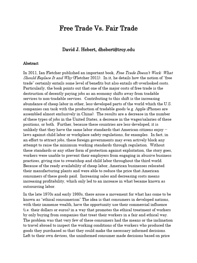Free Trade vs. Fair Trade | PDF | Free Trade | Labour Economics