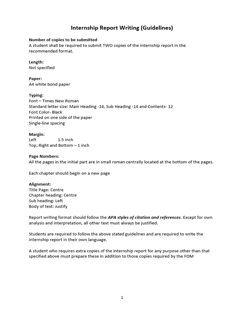 Internship Report Format | PDF