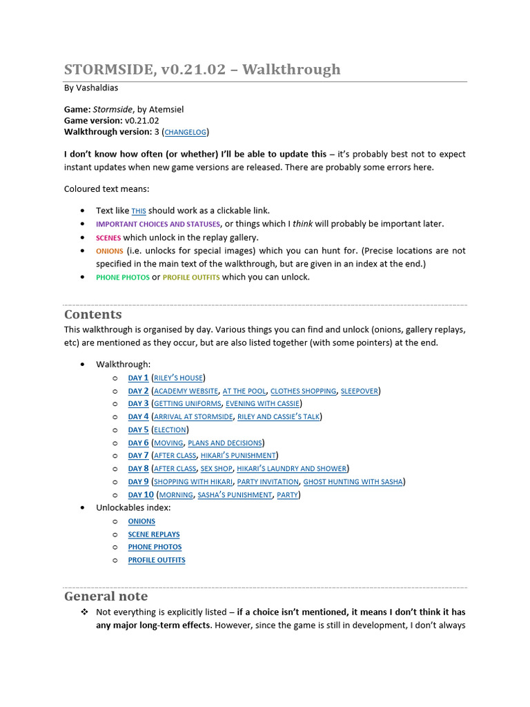 Stormside Walkthrough 4 v0-21-02 | PDF | Bikini | Clothing