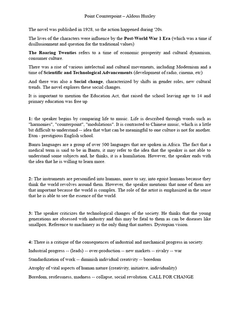 Point Counterpoint - Aldous Huxley | PDF