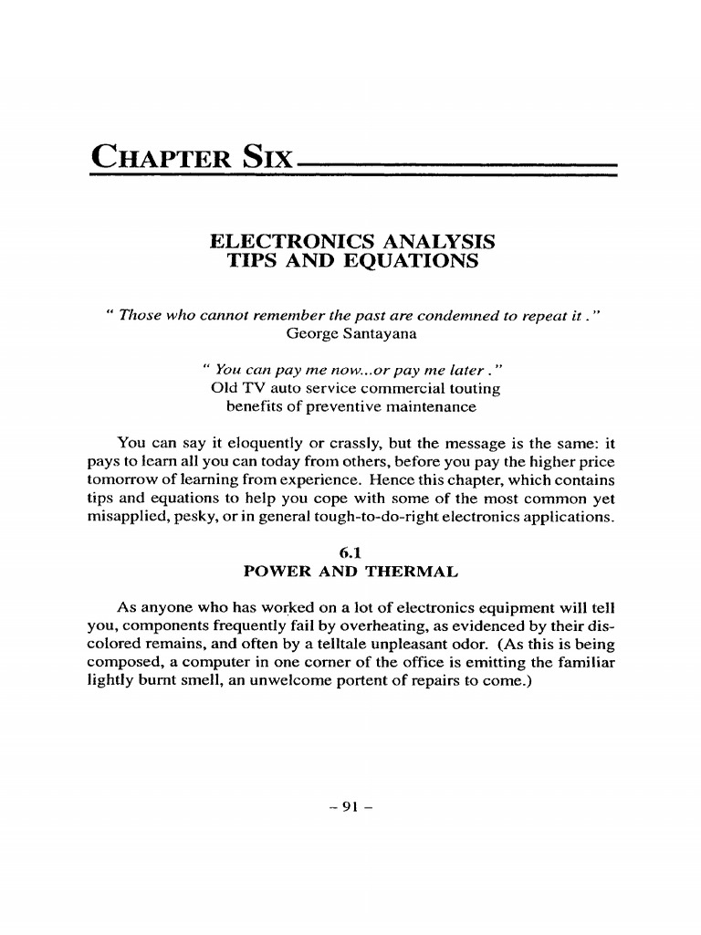 Chapter Six Electronics Analysis Tips and Eq 1998 The Design Analysis ...